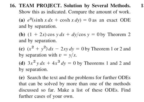 Solved 6 TEAM PROJECT Solution By Several Methods Show Chegg Com