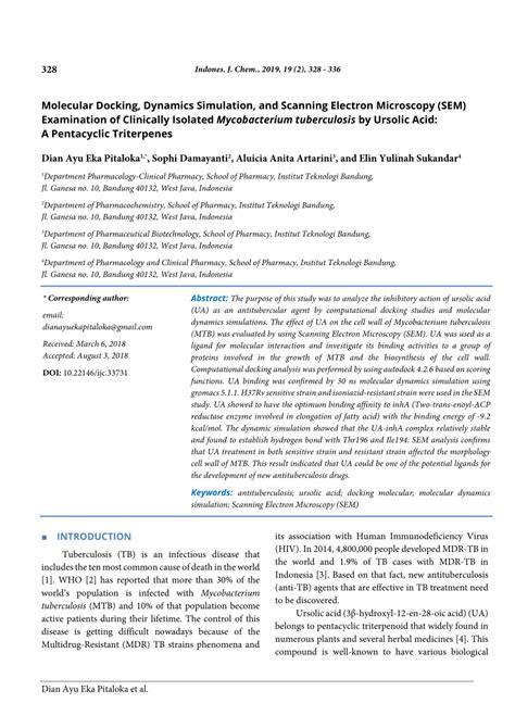 Pdf Molecular Docking Dynamics Simulation And Scanning Electron Microscopy Sem Examination