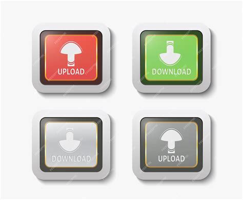 Premium Vector Glossy Square Download Button With Up And Down Arrow