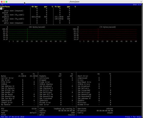 the bmon utility showing very detailed network information