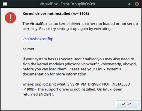 sudo sbin vboxconfig command not found error while trying to start