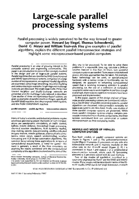 Pdf Large Scale Parallel Processing Systems