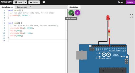 Online Arduino Simulator 2022 Blink An Led Project How To Use