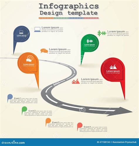 Road Infographic Timeline Element Layout Vector Stock Vector