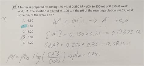 solved a buffer is prepared by adding 150ml ﻿of 0 250mnaoh