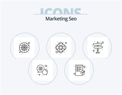 Marketing Seo Line Icon Pack 5 Icon Design Options Graph Hash Tag