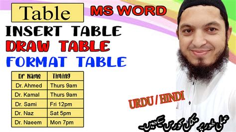 How To Insert And Draw Table In Ms Word Urdu Hindi
