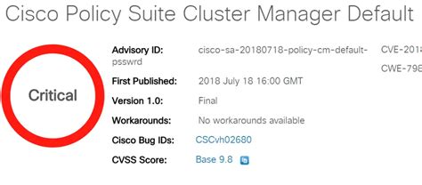 Cve 2018 0375 Cisco Policy Suite Cluster Manager Default Password