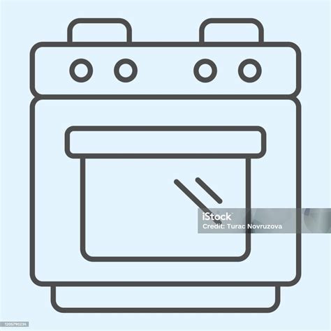 가스 스토브 얇은 라인 아이콘입니다 오븐 튀김 및 요리 식품에 대 한 밥 솥 홈 스타일의 부엌 벡터 디자인 개념 흰색 배경에 윤곽 스타일 그림 웹 및 응용 프로그램에 사용