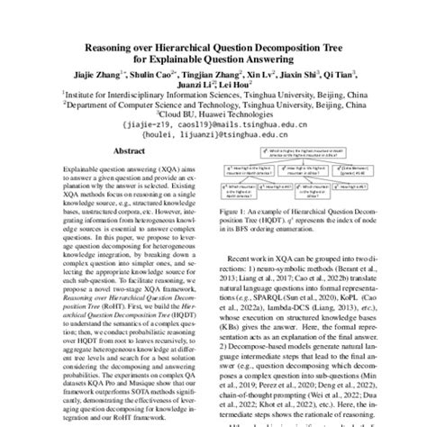 Reasoning Over Hierarchical Question Decomposition Tree For Explainable