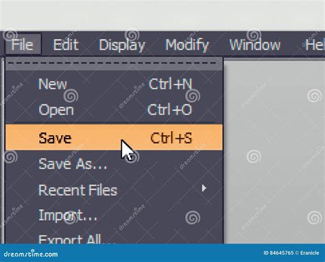 Software Menu Item With Save Command Stock Illustration Illustration