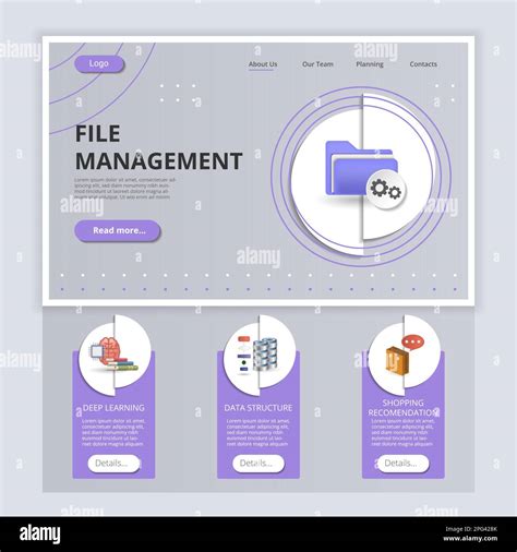 file management flat landing page website template deep learning data