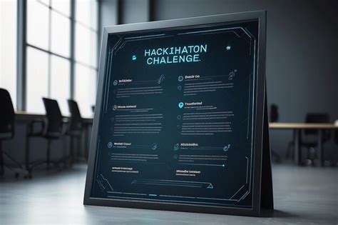 tech hackathon coding challenge rules signage mockup with empty space