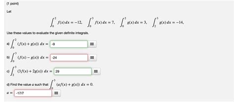Solved 1 Point Let R Dx 12 5s X Dx 7 S6wdx Chegg Com