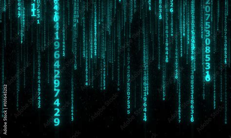 Cyberspace With Falling Digital Lines Abstract Background With Blue Digital Lines Stock