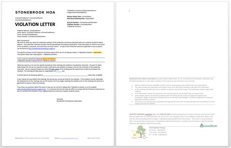 Hoa Violation Letter Templates