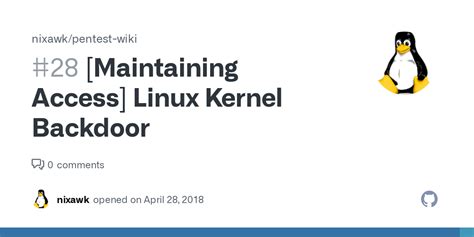 Maintaining Access Linux Kernel Backdoor · Issue 28 · Nixawkpentest