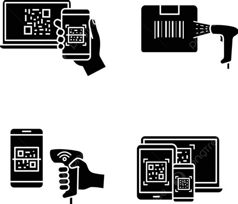 Barcodes Glyph Icons Set Id Black Shadow Vector Id Black Shadow Png