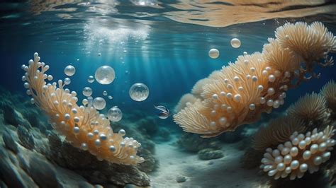 Premium Ai Image Pearl In Underwater Generative Ai