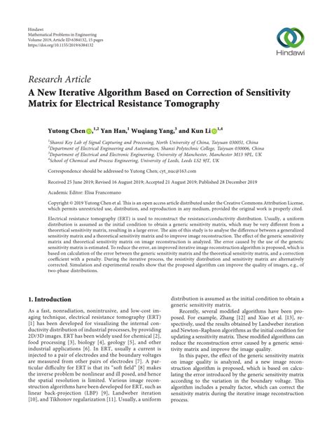 pdf a new iterative algorithm based on correction of sensitivity matrix for electrical