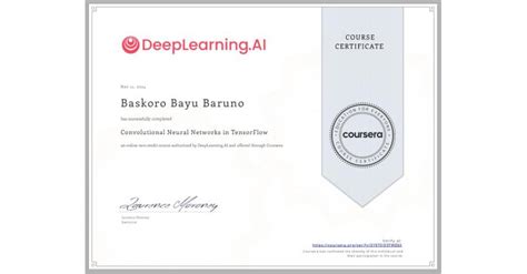Baskoro Baruno On Linkedin Completion Certificate For Convolutional Neural Networks In Tensorflow