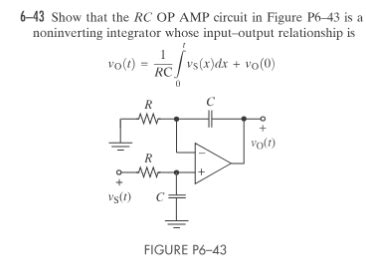 Solved 6 43 Show That The RC OP Circuit In Figure Chegg Com