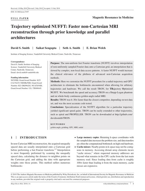 pdf trajectory optimized nufft faster non cartesian mri