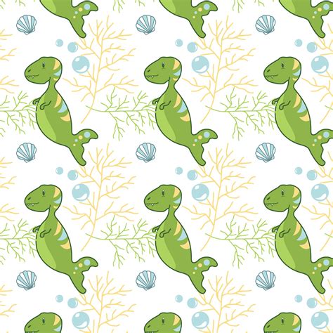 Cute Repeat Pattern Design Of Dinosaur And Mermaid Characters Behance