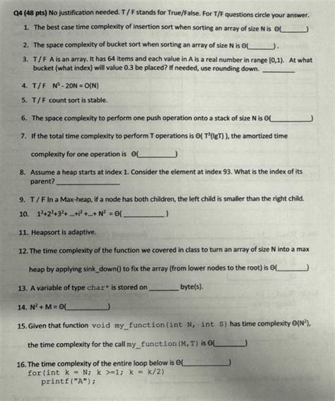 Solved 2 The Space Complexity Of Bucket Sort When Sorting