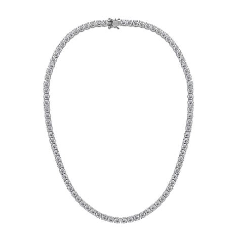 Buy 100 Facet Moissanite Necklace In Rhodium Over Sterling Silver 18