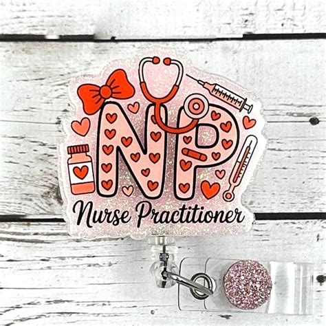 Nurse Practitioner Badge Reel Np Id Holder Cute Coquette Nursing