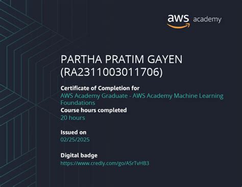 Aws Academy Graduate Aws Academy Machine Learning Foundations Badge20250225 28 9sk86i Pdf