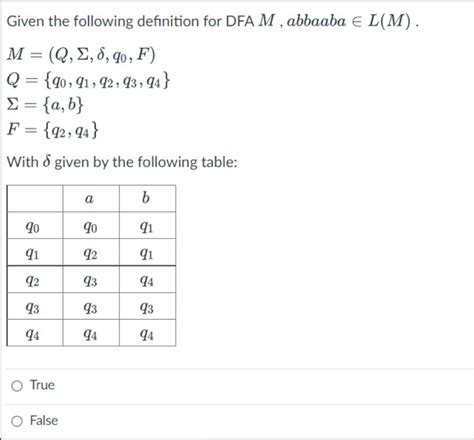 Solved Given The Following Definition For DFA Chegg Com