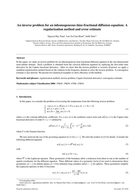 Pdf An Inverse Problem For An Inhomogeneous Time Fractional Diffusion