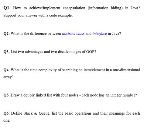 Solved Q1 How To Achieve Implement Encapsulation Chegg