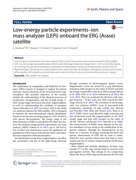 Pdf Low Energy Particle Experiments Ion Mass Analyzer Lepi Onboard