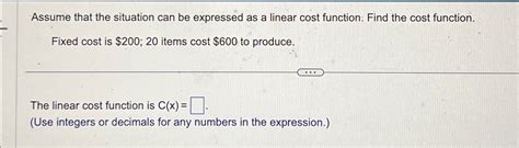 Solved Assume That The Situation Can Be Expressed As A
