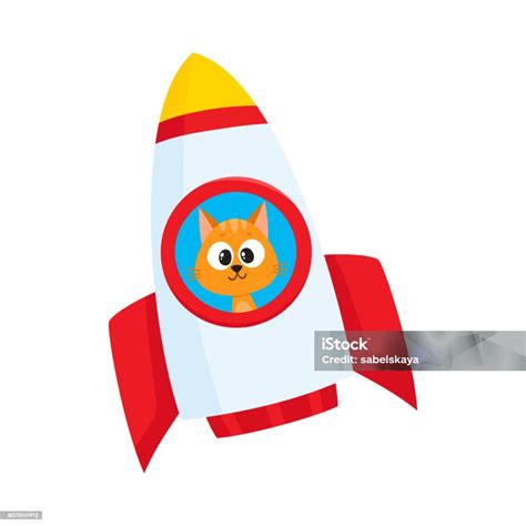 귀여운 작은 고양이 고양이 우주 비행사 우주인 캐릭터 로켓 비행 고양이 새끼에 대한 스톡 벡터 아트 및 기타 이미지 고양이 새끼 교통수단 귀여운 Istock