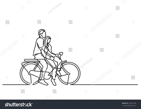 Continuous Line Drawing Couple Riding On Stock Vector Royalty Free Shutterstock