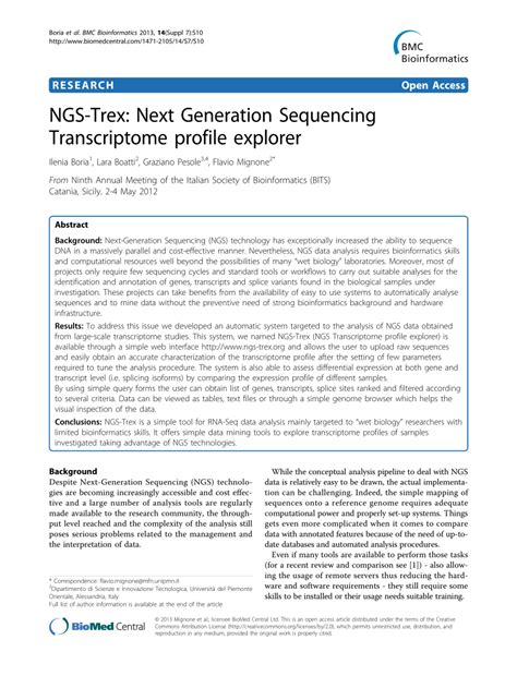 Pdf Ngs Trex Next Generation Sequencing Transcriptome Profile Explorer