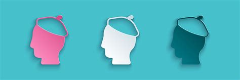 종이 컷 프랑스 남자 아이콘은 파란색 배경에 분리되어 있습니다 종이 아트 스타일 벡터 3차원 형태에 대한 스톡 벡터 아트 및 기타 이미지 3차원 형태 가공의 인물