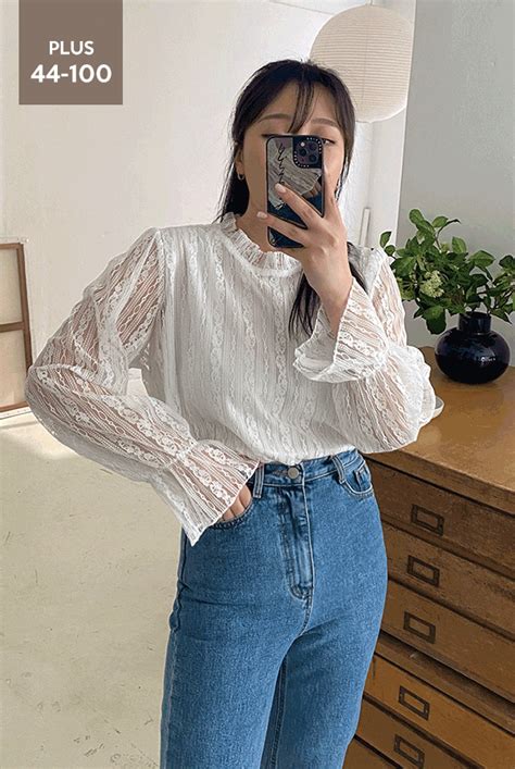 지그재그 무드 레이스 블라우스2color