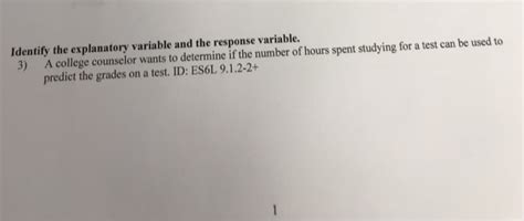 solved identify the explanatory variable and the response
