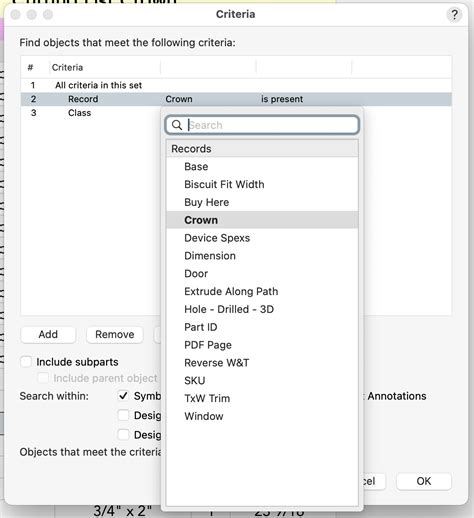 worksheet criteria records general discussion vectorworks