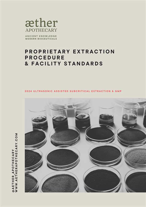 Proprietary Extraction Procedure And Facility Standards Aetherapothecary