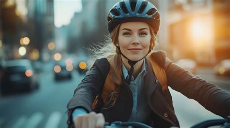 Businesswoman Commuting Safely Urban Mobility Concept Premium Ai Generated Image