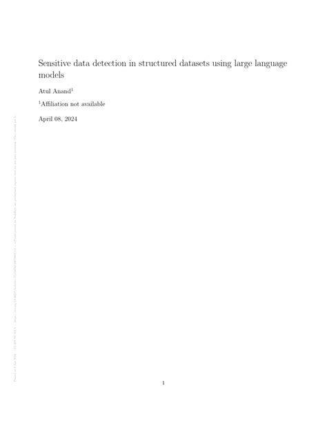 Pdf Sensitive Data Detection In Structured Datasets Using Large