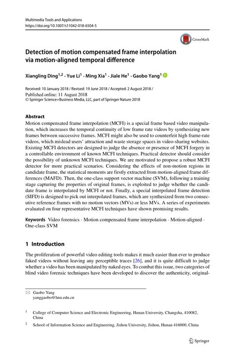 Pdf Detection Of Motion Compensated Frame Interpolation Via Motion