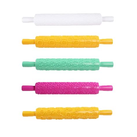Roller Cake Decorating Embossed Rolling Pins Textured Non Stick Fondant Pastry Icing Clay Dough
