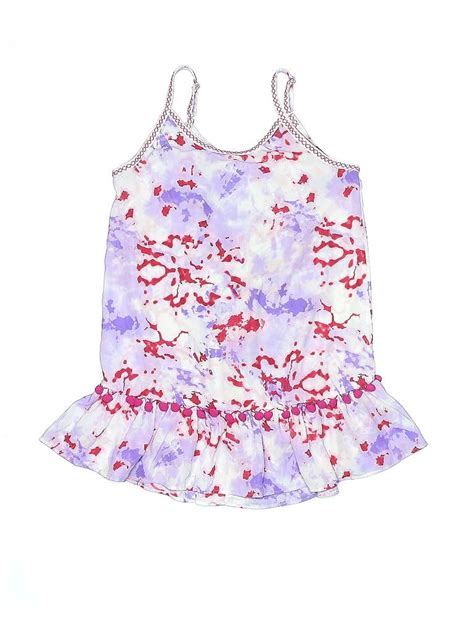 Miken Swim 100 Polyester Floral Multi Color Purple Swimsuit Top Size M
